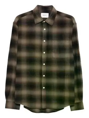 Nn07 Button-up Shirt Made In Soft Cotton And Woven In A Flannel Twill Weave - Black