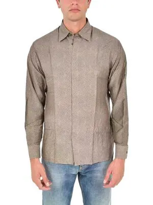 Emporio Armani Herringbone-pattern Shirt - Brown