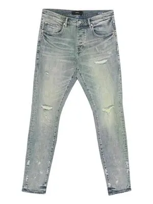 PURPLE BRAND Slashed Paint Jeans - Blue