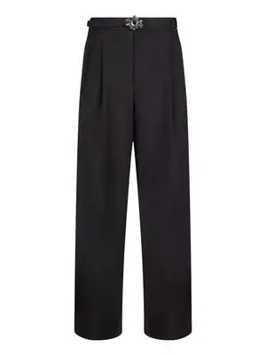 Liu Jo Wide Leg Jewel-buckle Trousers - Black