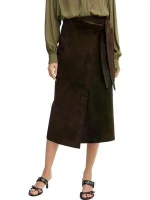 NEVER FULLY DRESSED Wrap Midi Skirt - Brown
