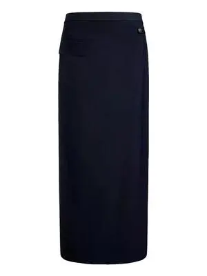 12 STOREEZ Asymmetric Faux-wrap Midi Skirt - Blue