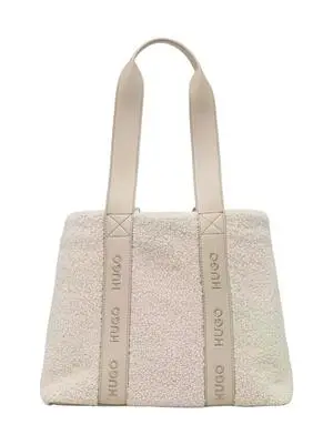 Hugo Logo-embroidered Tote Bag - Neutrals