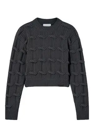 Stella McCartney Falabella Cable-knit Crewneck Jumper - Gray