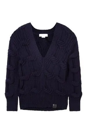 Stella McCartney Falabella Cable-knit V-neck Jumper - Black