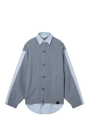Stella McCartney Hybrid Knit Shirt Cardigan - Blue