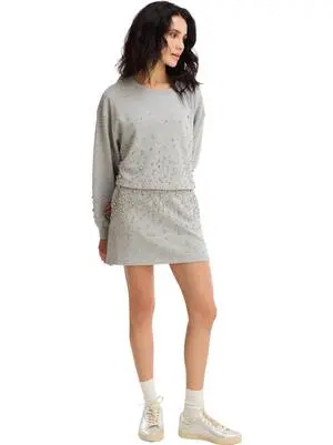 Allison Rhinestone Cropped Pullover - Gray