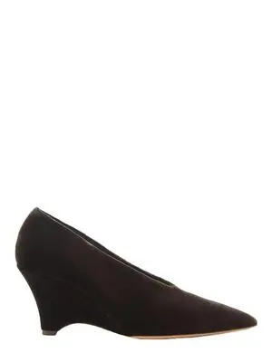 Le Monde Beryl Victoria Decolette Visone Velvet Wedges - Natural