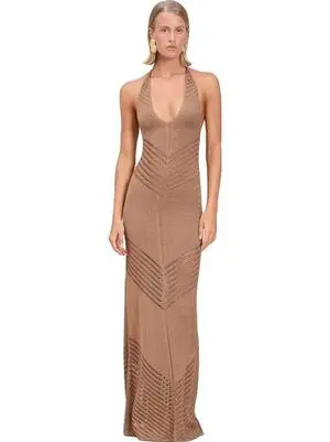 Devon Windsor Halter Maxi Dress - Brown