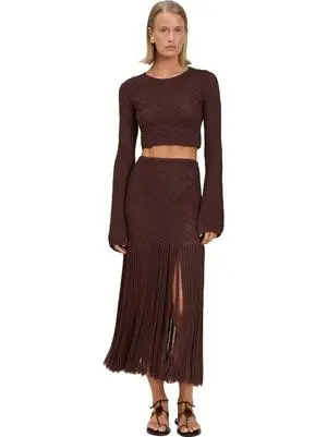 Devon Windsor Erin Knit Crop Top Burgundy