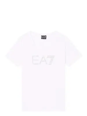 EA7 Logo Series Stretch-jersey T-shirt - White