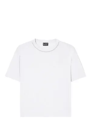 EA7 Precious Viscose-Blend Crew-Neck T-Shirt White