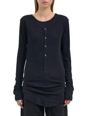 ANN DEMEULEMEESTER Long Sleeve Buttoned Sweater - Black