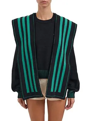 ADIDAS ORIGINALS Striped Wool Blend Sweater - Black