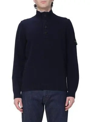 Stone Island Virgin Wool Turtleneck Jumper With Compass Logo Patch - Blue