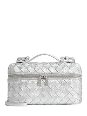 BOTTEGA  VENETA Intrecciato Lamina Satin Leather Vanity Case - Silver