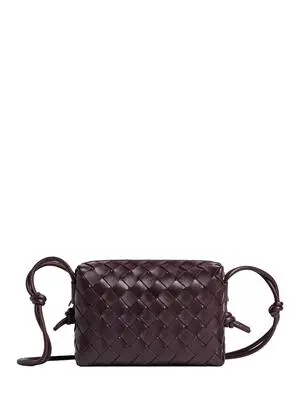BOTTEGA  VENETA Mini Intrecciato Cross-body Bag - Dark Barolo
