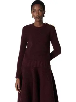 BOTTEGA  VENETA Wool Bouclé Jumper - Oxblood Melange