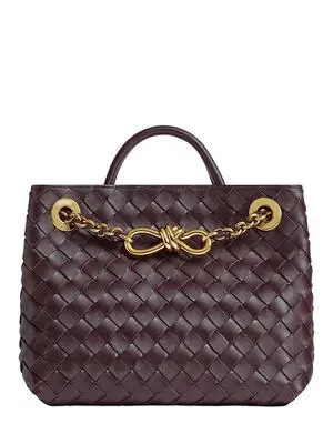 BOTTEGA  VENETA Small Intrecciato Andiamo Chain Bag - Dark Barolo