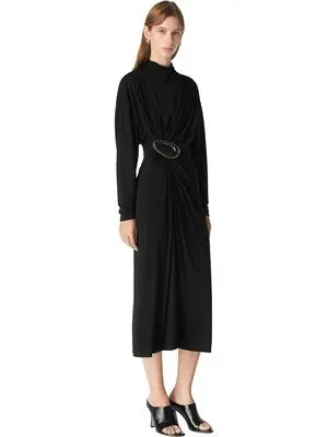 Bottega Veneta Crepe Viscose Jersey Midi Dress - Black