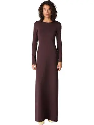 BOTTEGA  VENETA Compact Viscose Long Dress - Dark Barolo