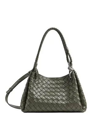 BOTTEGA  VENETA Intrecciato Leather Shoulder Bag - Pickle
