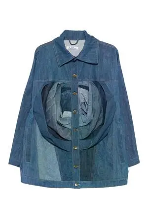 ANNI SALONEN Rose-detail Button-fastening Jacket - Blue