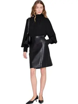 ANINE BING Leather Alanis Skirt - Black Recycled Leather