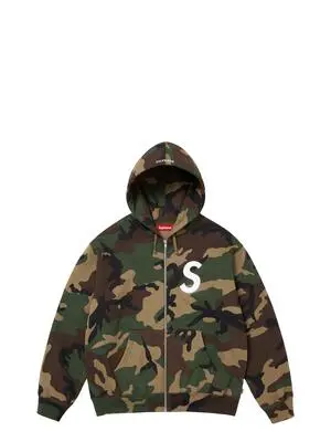 Supreme S Logo Zip Up Hooded Sweatshirt - Green