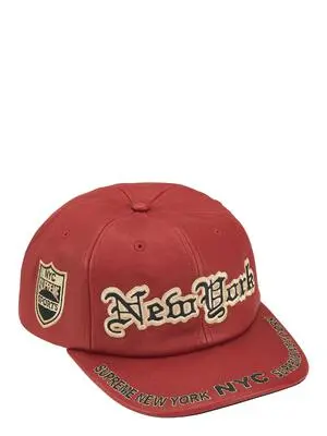 Supreme Leather 6-panel Hat - Red