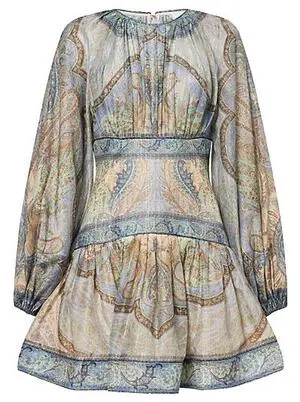 Zimmermann Wander Cotton-blend Mini Dress - Tapestry Blue Multi
