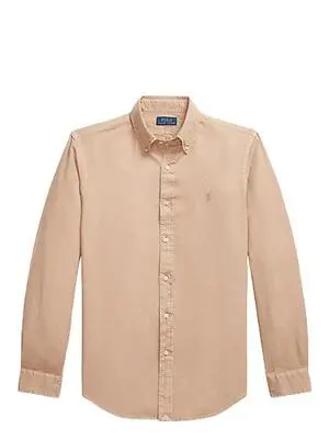 Polo Ralph Lauren Brand-embroidered Textured Cotton Shirt - Surrey Tan
