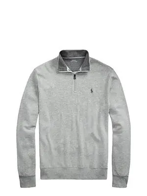 Polo Ralph Lauren Brand-embroidered Half-zip Cotton-blend Sweatshirt - Grey