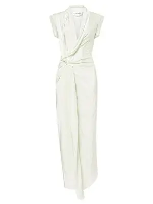 Victoria Beckham Asymmetric Plunge Maxi Dress - Aloe