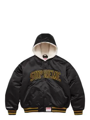 Supreme X Mitchell & Ness Lined Hooded Varsity Jacket - Black