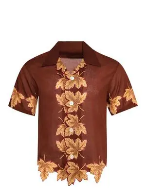 BODE Harvest Floor Short Sleeve Shirt - Brown