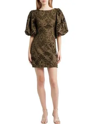 CIEBON Kesia Floral Embroidered Minidress - Olive