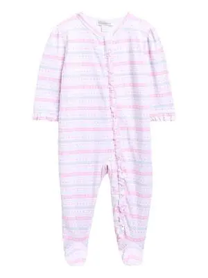 KISSY KISSY Ruffle Pima Cotton Footie - Multi Pink