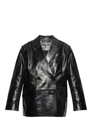 STAND STUDIO Double-breasted Leather Coat - Black