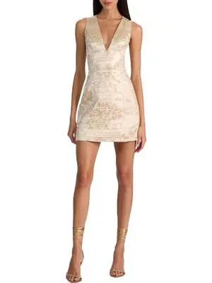 Alice + Olivia Pacey Metallic Jacquard A-line Minidress - Gold