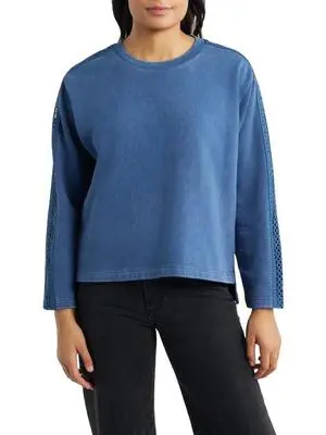 CITY BLUES Detailed Sleeve Sweatshirt - Cadet Blue