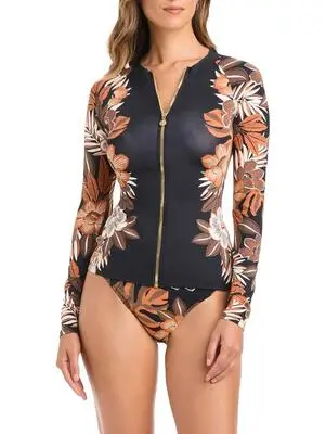 ROD BEATTIE Long Sleeve Floral Rashguard - Black