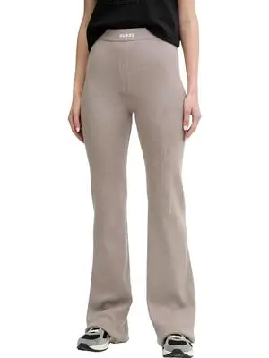 Guess Logo-detail Ribbed Trousers - Neutrals