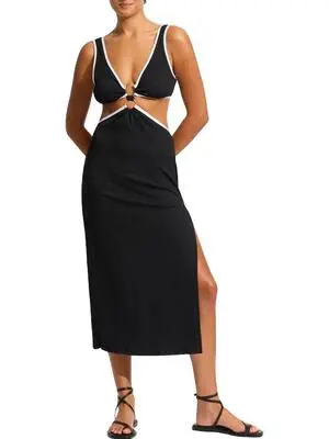 Seafolly Cutout Midi Dress - Black