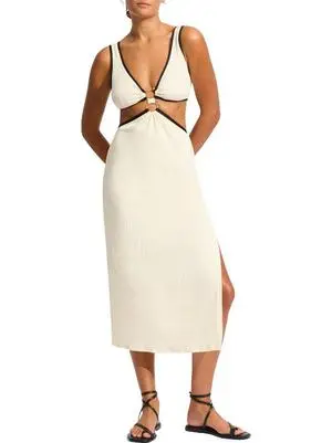 Seafolly Cutout Midi Dress - Ecru