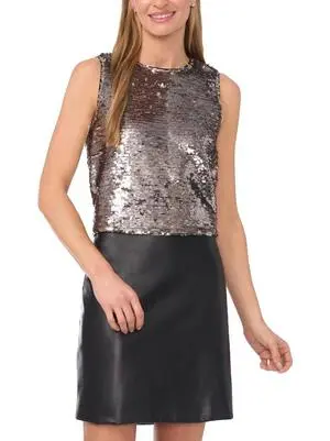 Halogen Sequin Sleeveless Top - Silver
