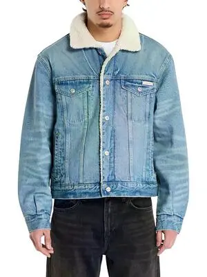 Calvin Klein 90s Sherpa Denim Jacket - Blue