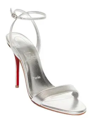 CHRISTIAN LOUBOUTIN Miss Z Metallic Ankle Strap Sandal - Silver/silver