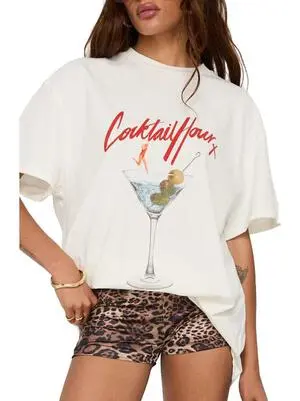 Princess Polly Oversized Graphic T-shirt - White