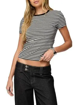 EDIKTED Striped Stretch T-shirt - Black-and-white